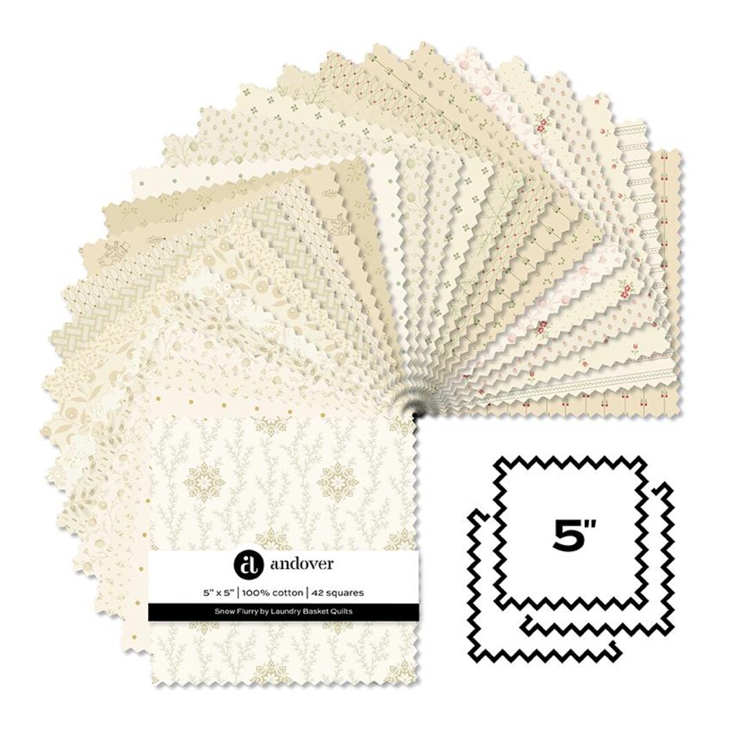 Snow Flurry 5" Fabric Squares, Edyta Sitar of Laundry Basket Quilts ...