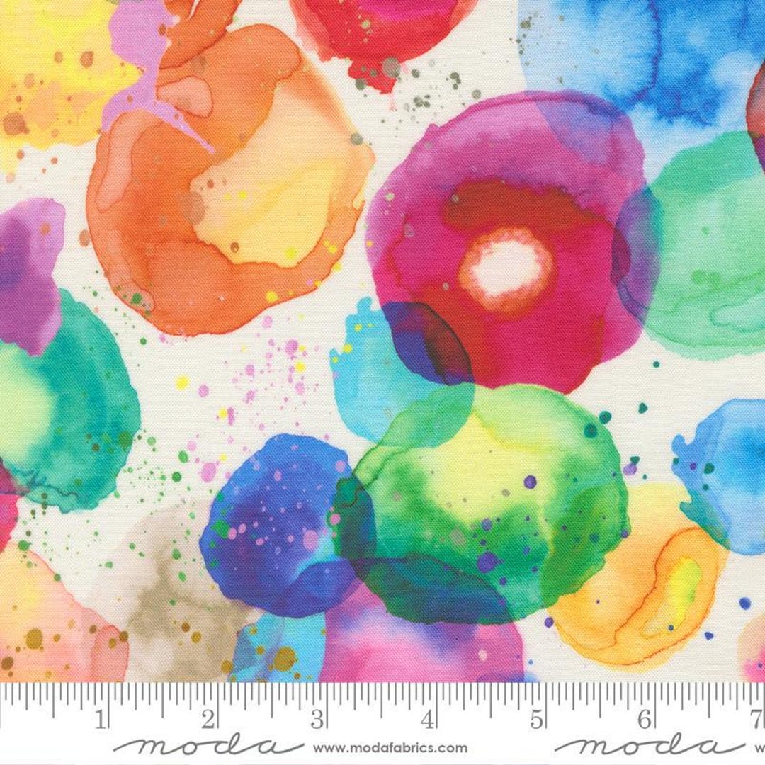 PRE-ORDER, Moda Gradients Gallery Rainbow 33896-11, Watercolor Dots ...