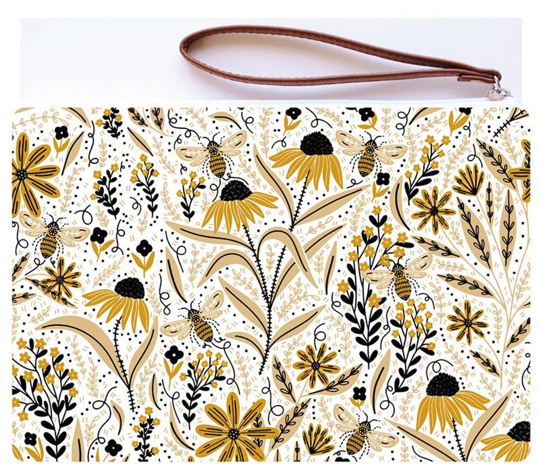 Gingiber Bee Garden Pouch, Bumblebee Floral Flowers, GB P111 - Etsy