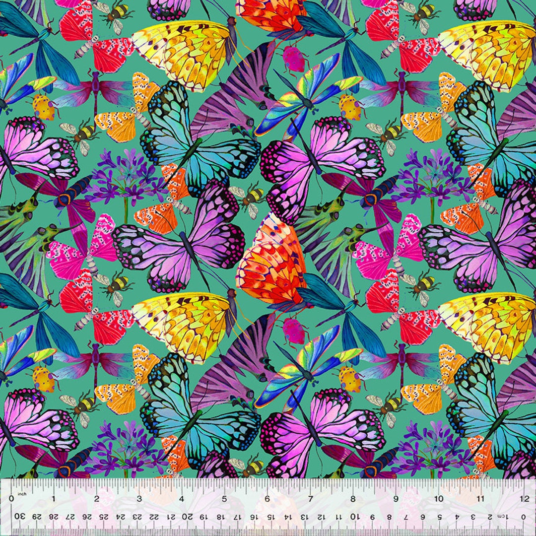 Sally Kelly Gardenia Flutter 53765D-4 Jade, Windham Fabric, Butterfly ...