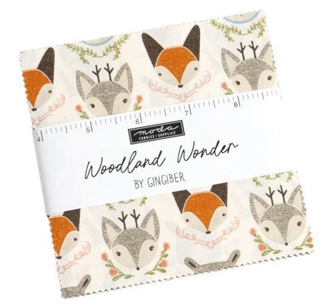 Woodland Wonder Charm Pack, 5 Fabric Squares, Gingiber for Moda Fabric, Owl Fox Moon, 48390PP ...