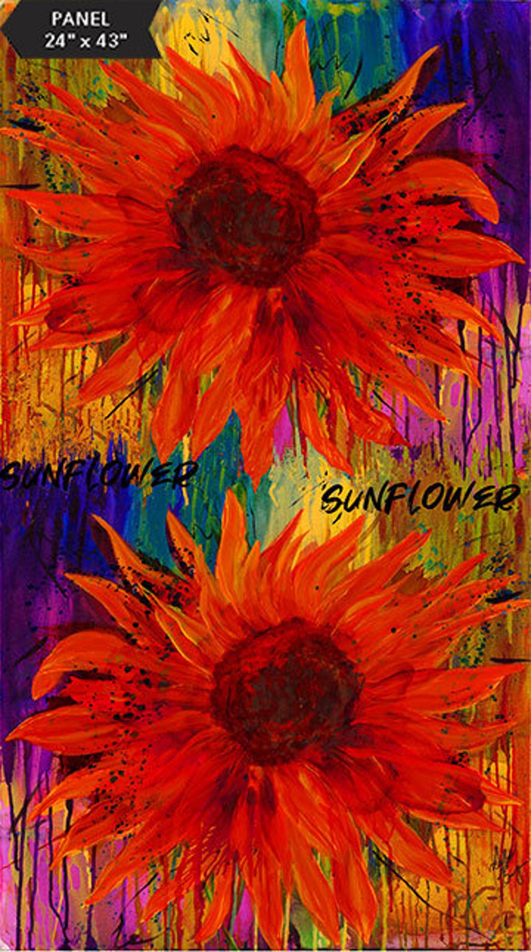 Frond Designs Wildflower Sunflower Panel, Brick 40077-38, 24" X 43 ...