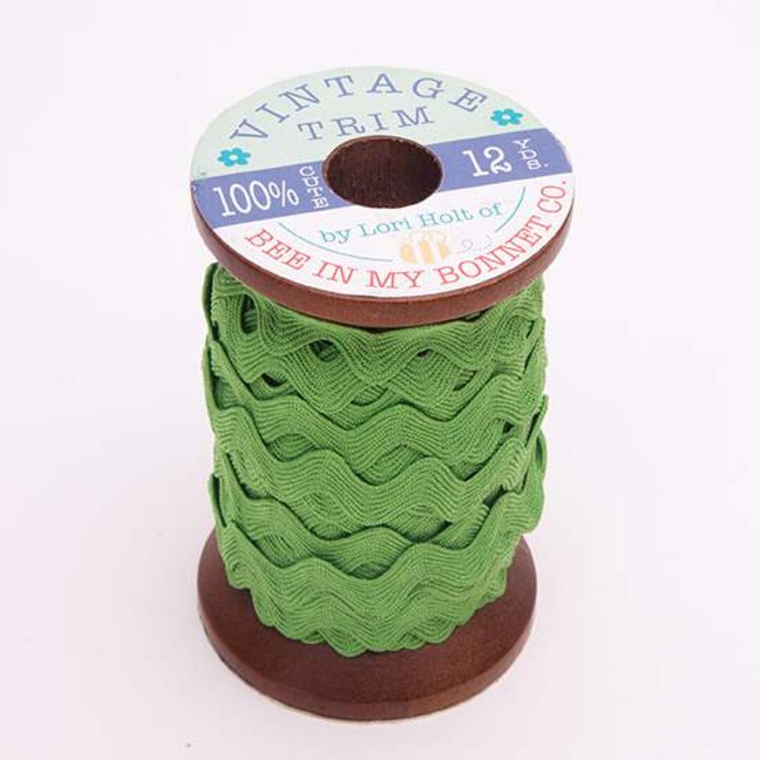 Lori Holt Vintage Trim 3/8in Riley Green 12yd Wood Spool # STVT-8535 ...