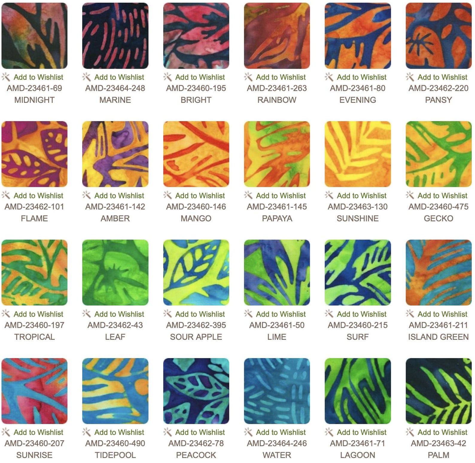Robert Kaufman Aloha Sunset Batiks Fat Quarter Bundle, 24pc, Bright ...