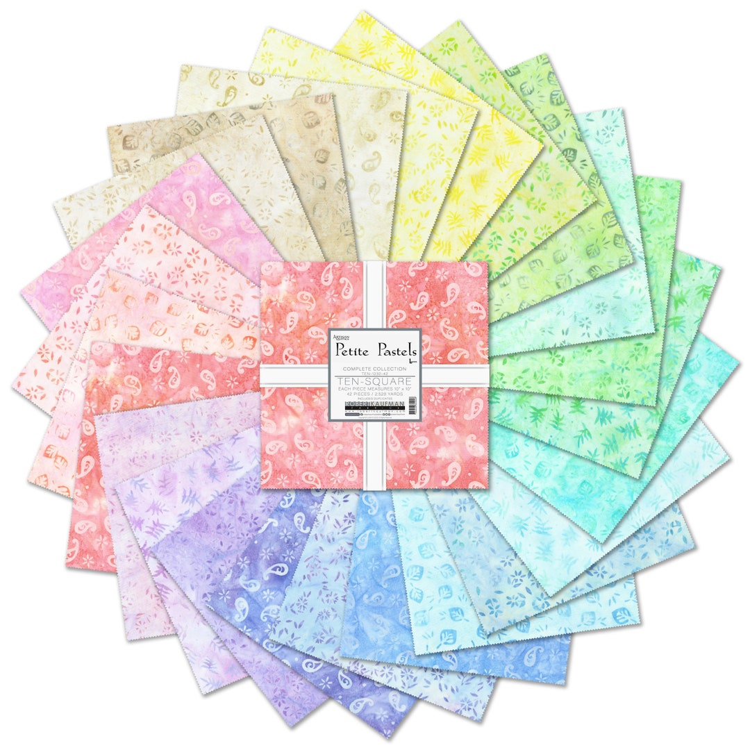 Petite Pastels Batiks Ten Squares, 10 Squares, Layer Cake, Robert ...