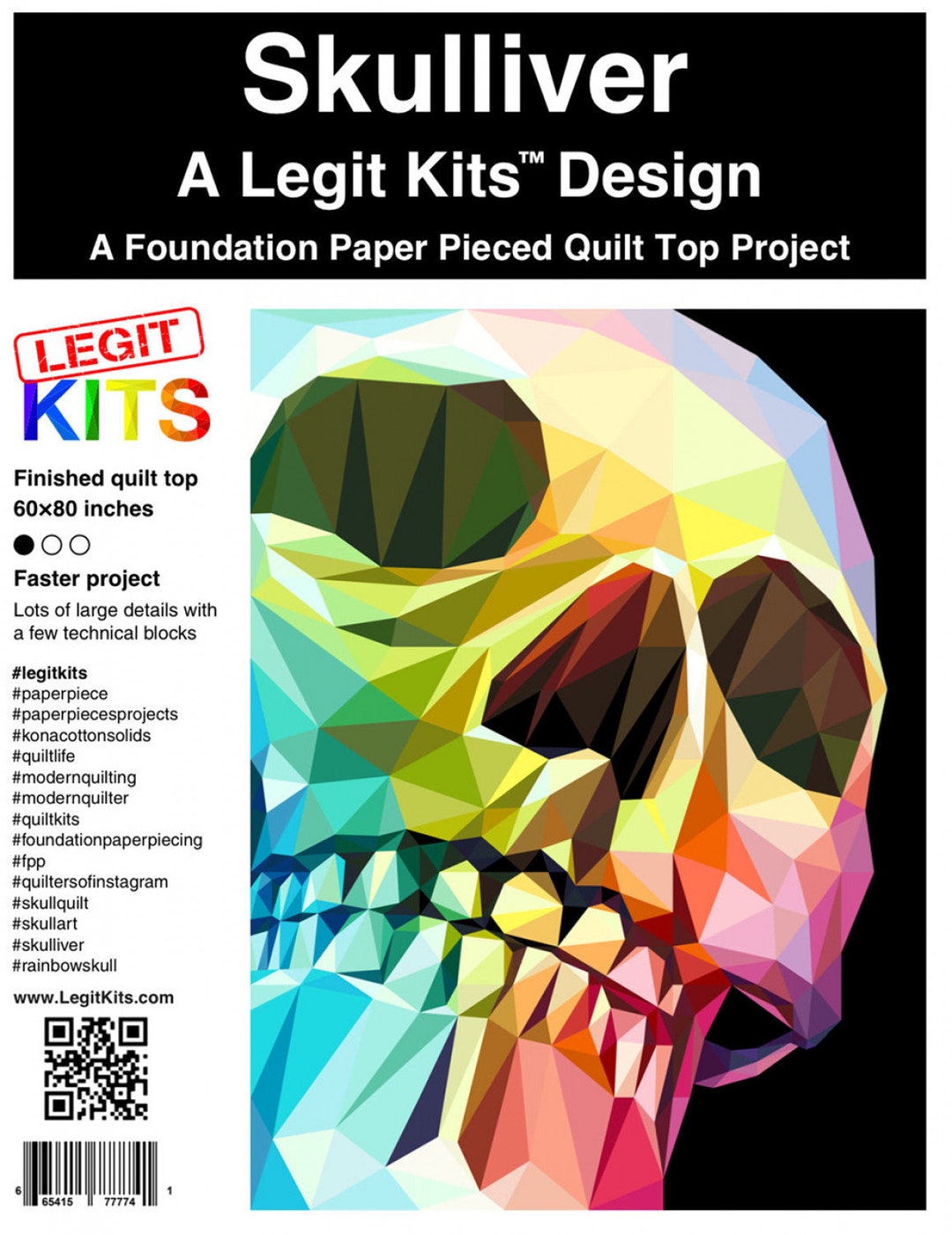 Legit Skulliver Quilt Pattern Foundation Paper Piecing Kit 60 X 80 ...