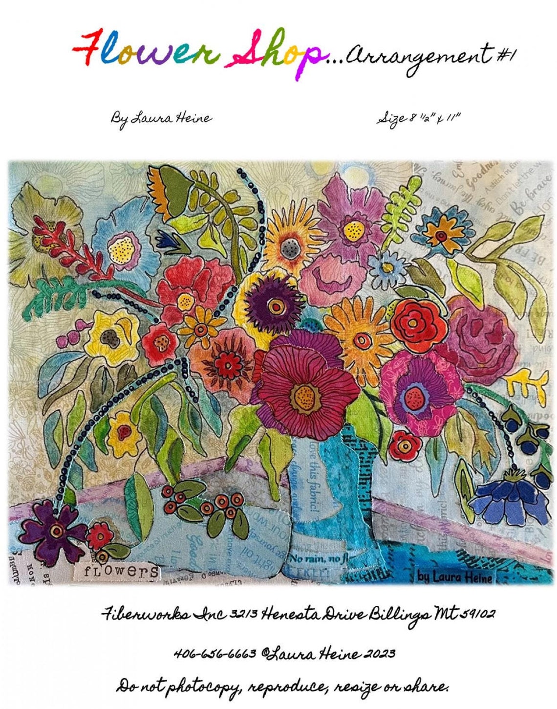 Flower Shop Arrangement #1 Collage Pattern by Laura Heine, LHFW FS1 - Etsy