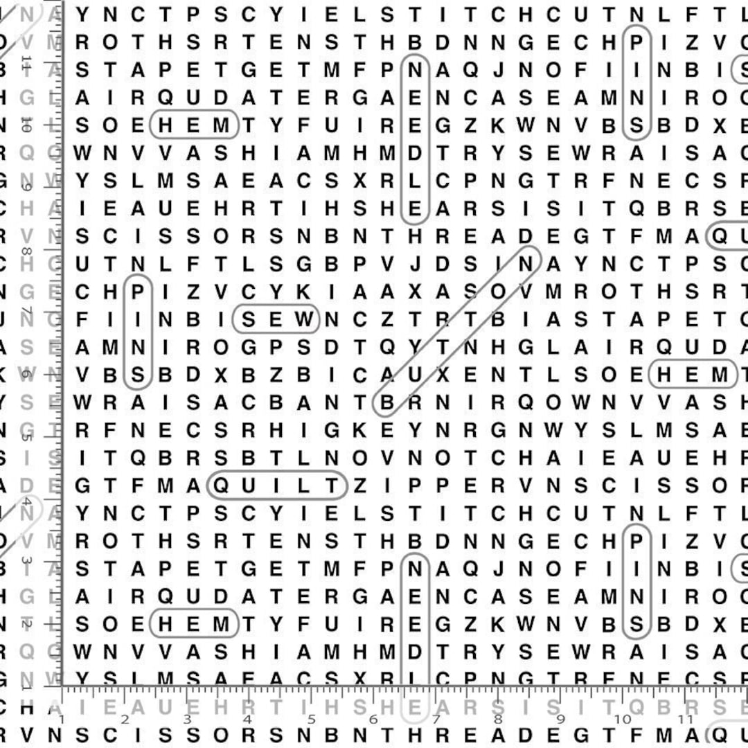 Sew Strong Sewing Word Search, CD2596 White, Spool Hardy, Text Words ...