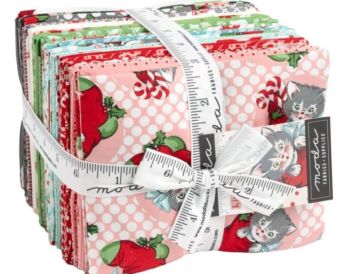 Moda Kitty Christmas Fat Quarter Bundle, 31pc, Urban Chiks Fabric, Cat ...