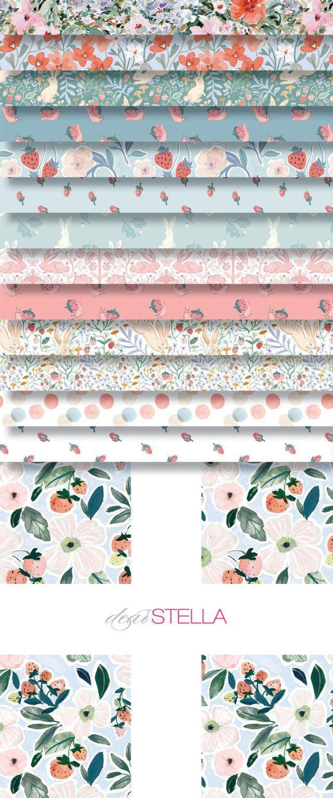 Dear Stella Strawberry Jam Fabric 10" X 10" Fabric Squares, 42 Piece ...