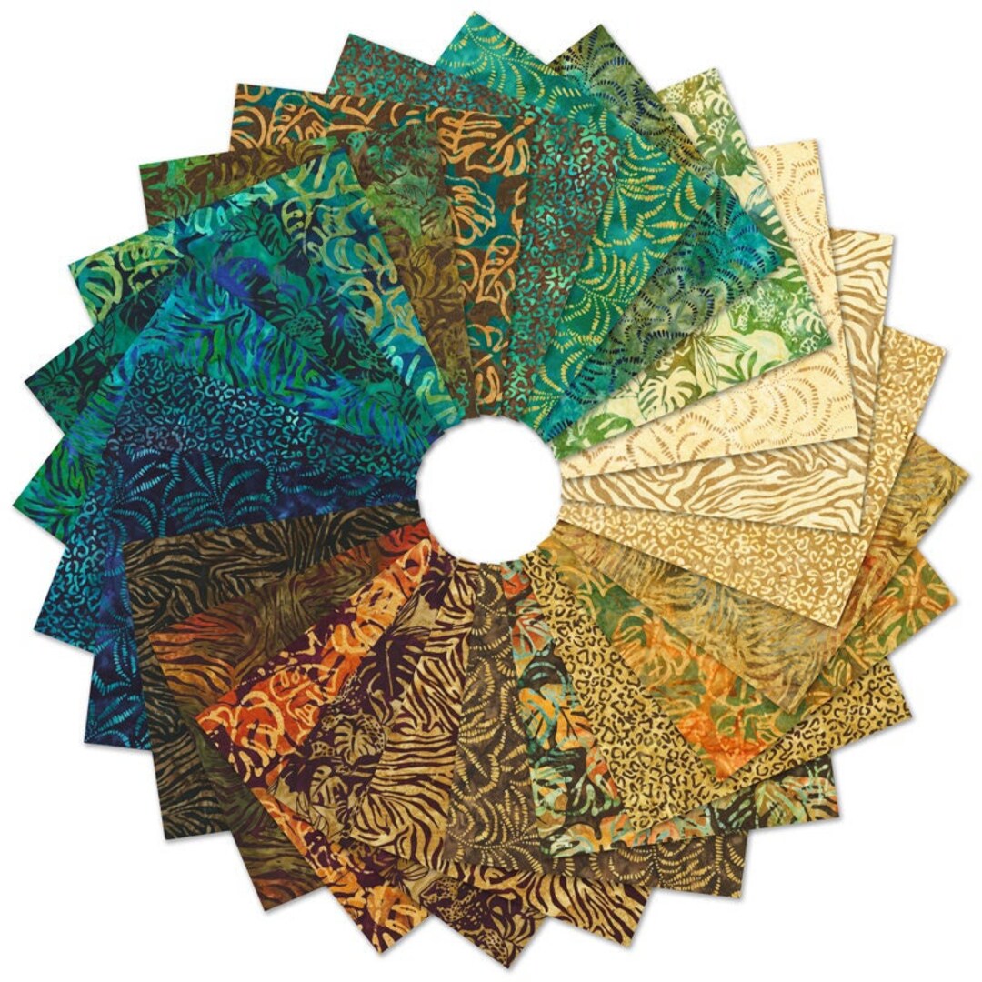 Jungle Dreams Batiks 10 Ten Squares, Robert Kaufman Fabric, Batik ...