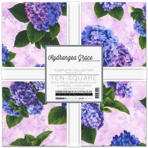 PRE-ORDER, Hydrangea Grace 10" Ten Squares, Robert Kaufman Fabric, Purple Florals, Layer Cake ...