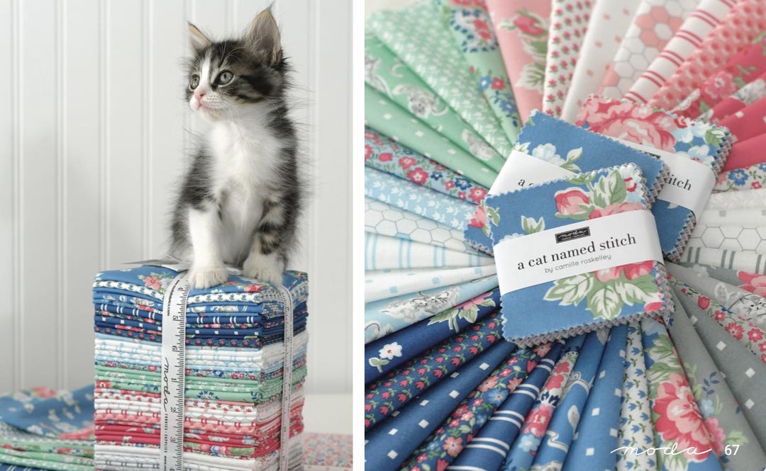 Moda A Cat Named Stitch Fat Quarter Bundle, 40pc, Lella Boutique Fabric ...