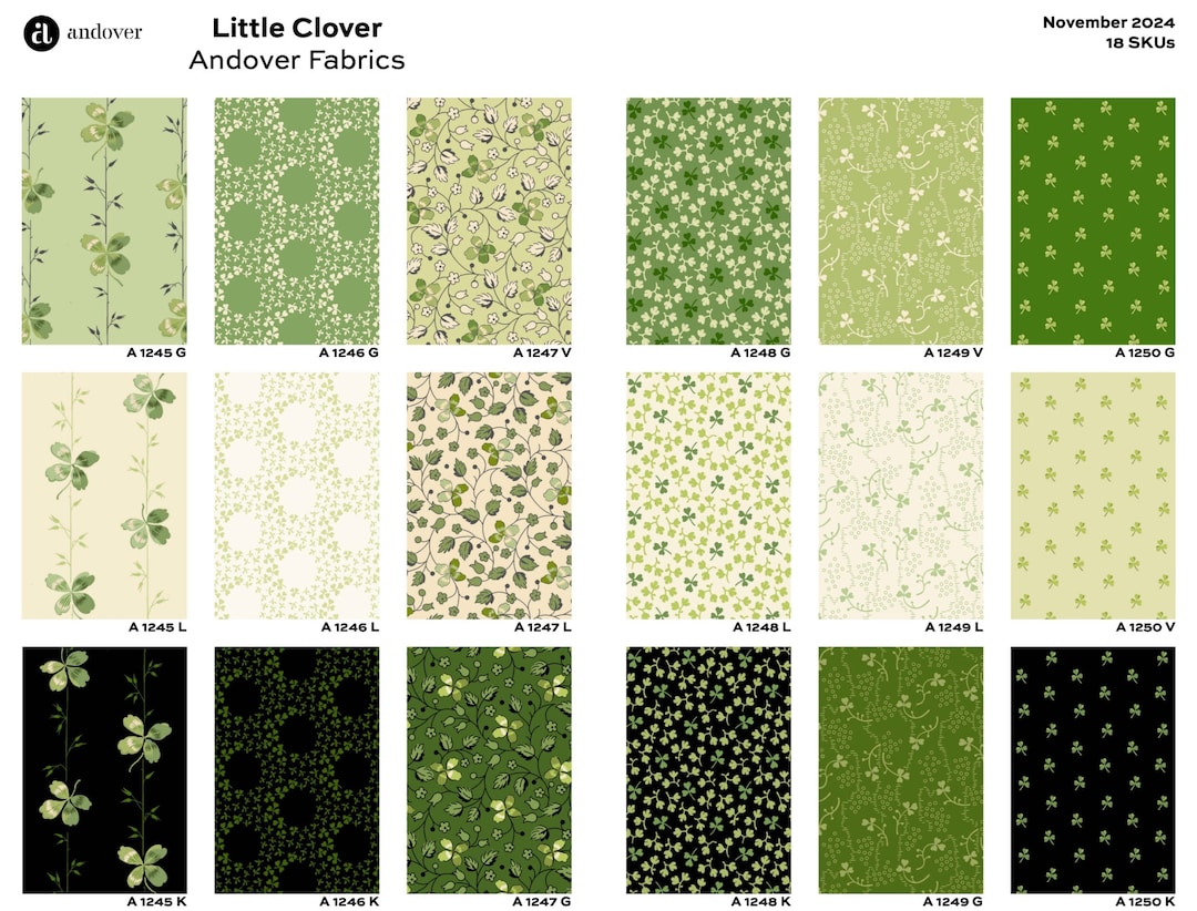 PRE-ORDER Andover Little Clover 5 Fabric Squares Charm Pack for Andover ...