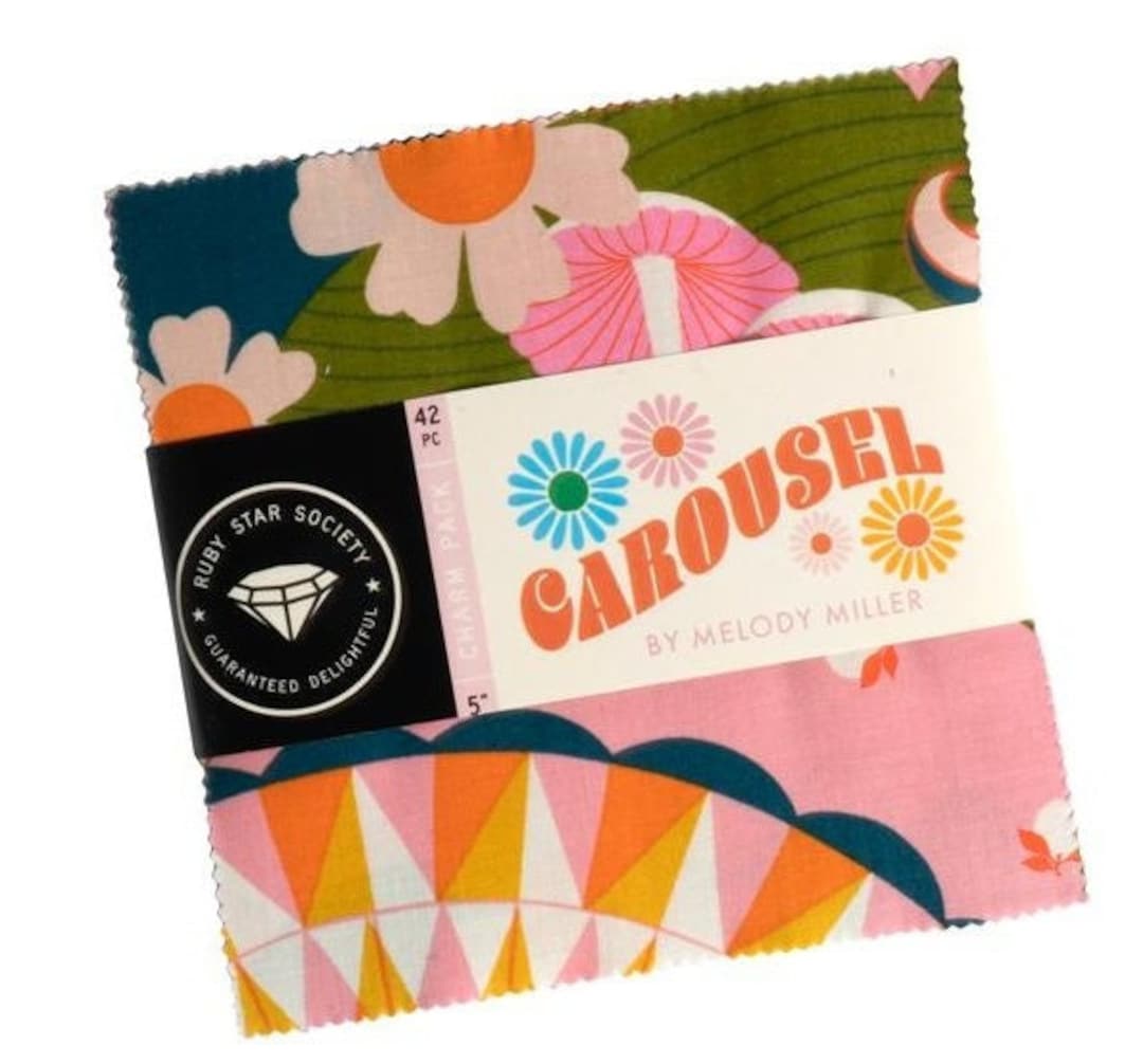 PRE-ORDER, Melody Miller Carousel Charm Pack, 5 Fabric Squares, Ruby Star, Moda Fabric, Horses ...