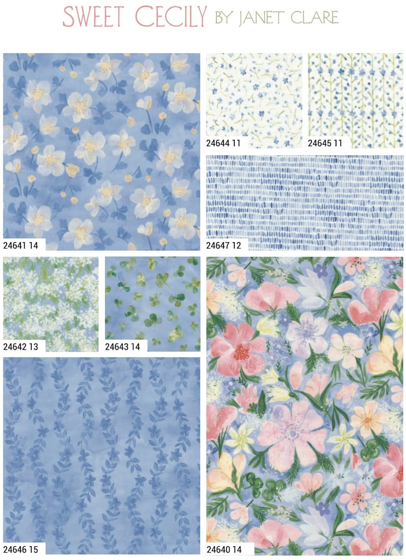 Moda Sweet Cecily Jelly Roll, 2.5" Fabric Strips, Janet Clare Fabric ...