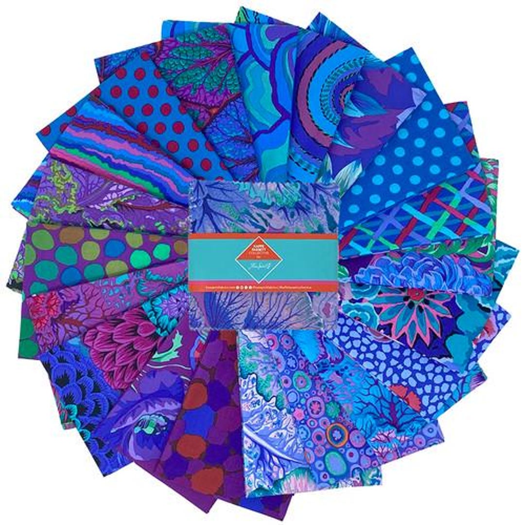Kaffe Fassett Classics Plus Royal Charm Pack, 5" Fabric Squares, Free Spirit Fabric, Precut ...