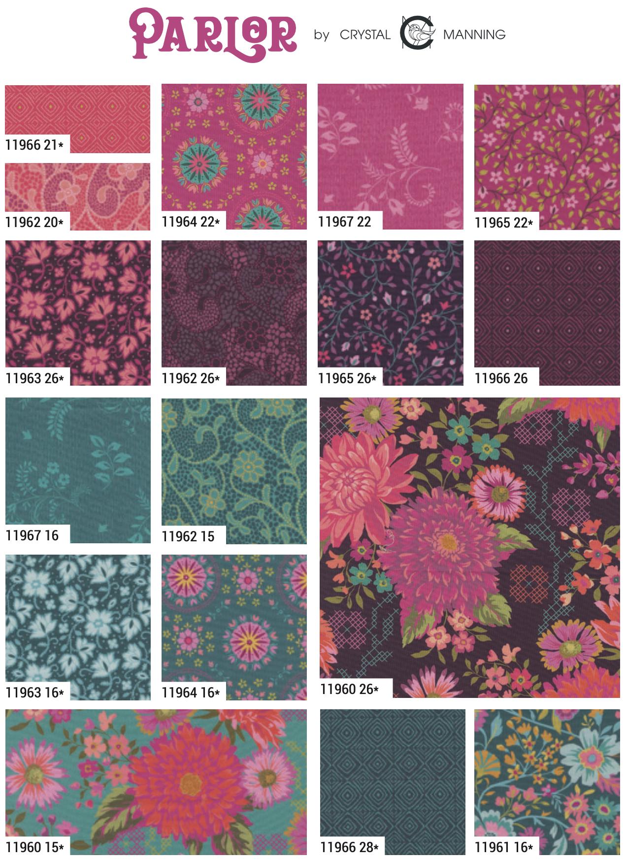 Moda Parlor Charm Pack, 5" Fabric Squares, Crystal Manning Fabric ...