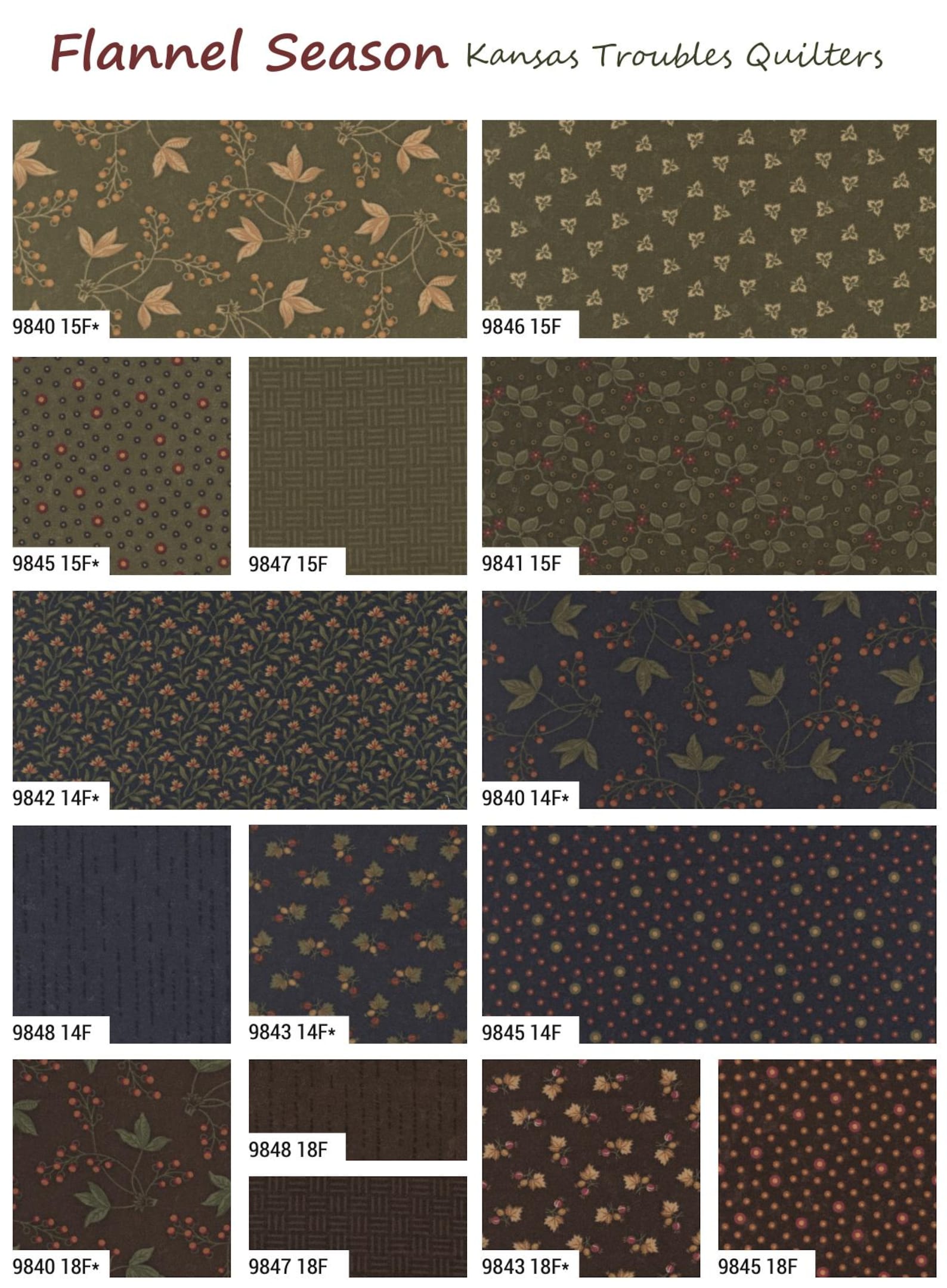 PRE-ORDER, Moda Flannel Season Layer Cake, 10" Fabric Squares, Kansas ...
