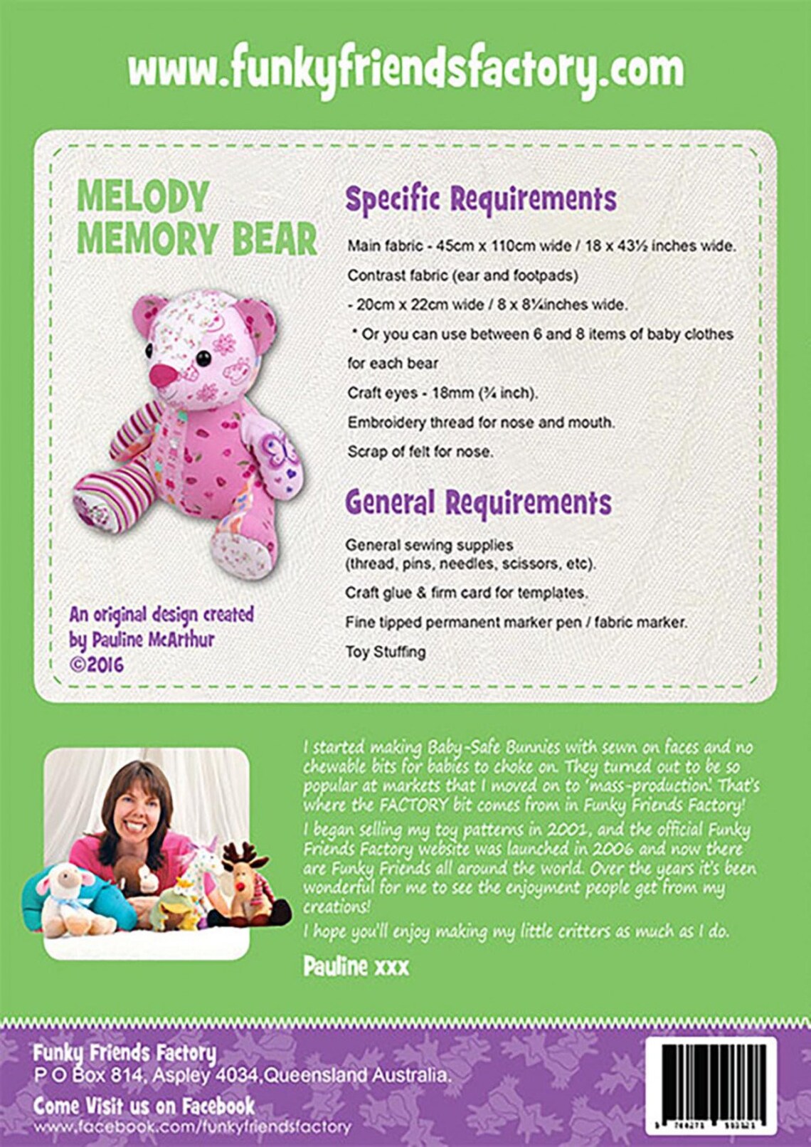 Melody Memory Bear Pattern by Pauline Mcarthur for Funky - Etsy
