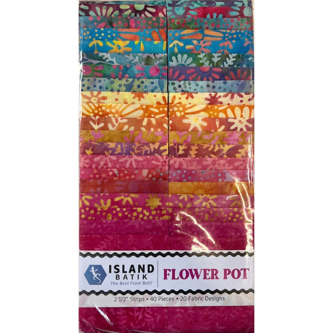 Flower Pot Batik Strip Pack by Kathy Engle 40 Strips Jelly Roll Like 2. ...