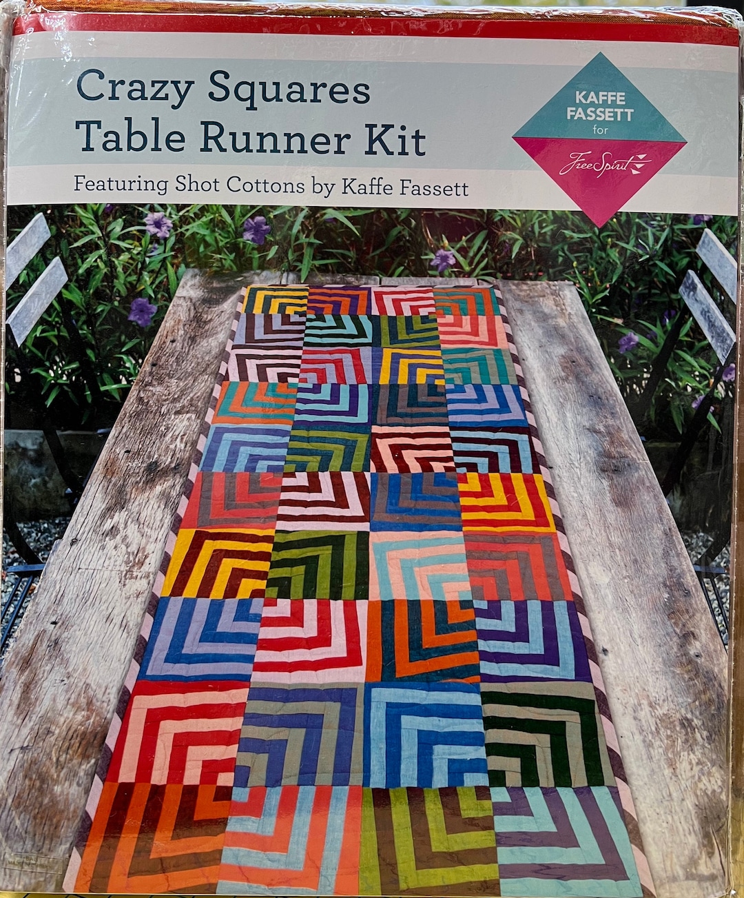 Crazy Squares Table Runner Kit Featuring Shot Cottons by Kaffe Fassett ...