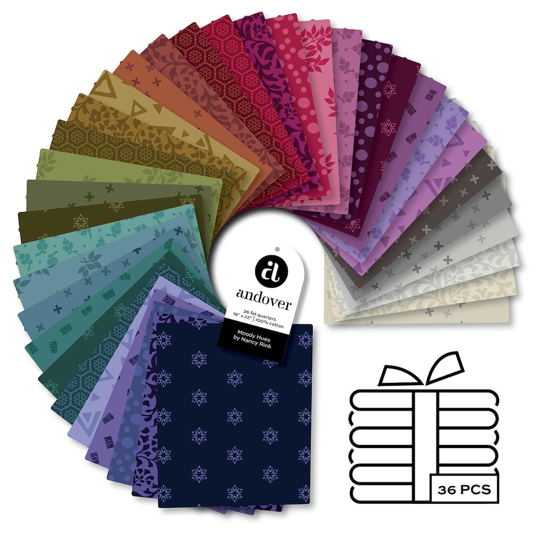 PRE-ORDER, Moody Hues Fat Quarter Bundle, by Nancy Rink for Andover ...