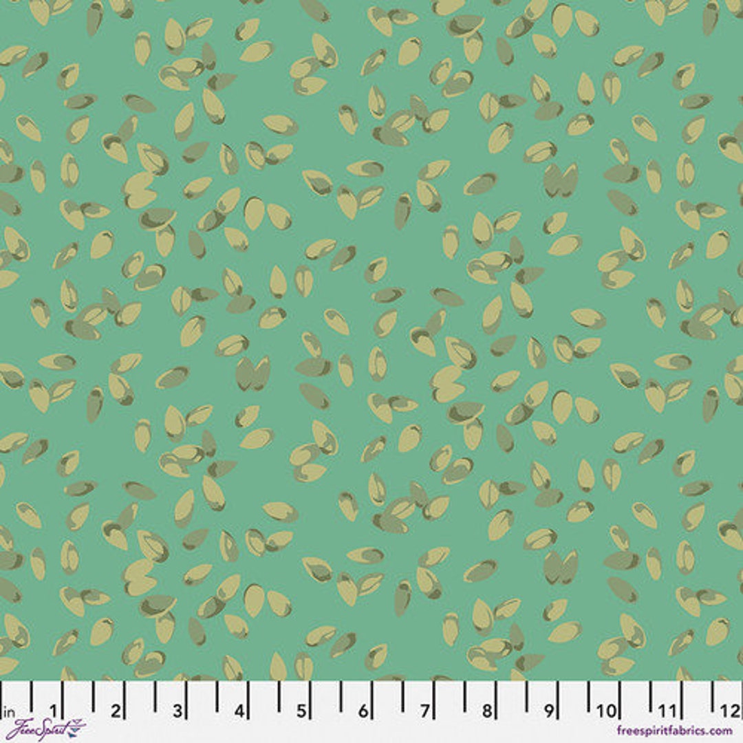 Martha Negley Garden Seeds, PWMN030 Green, Free Spirit Fabric, 100% ...