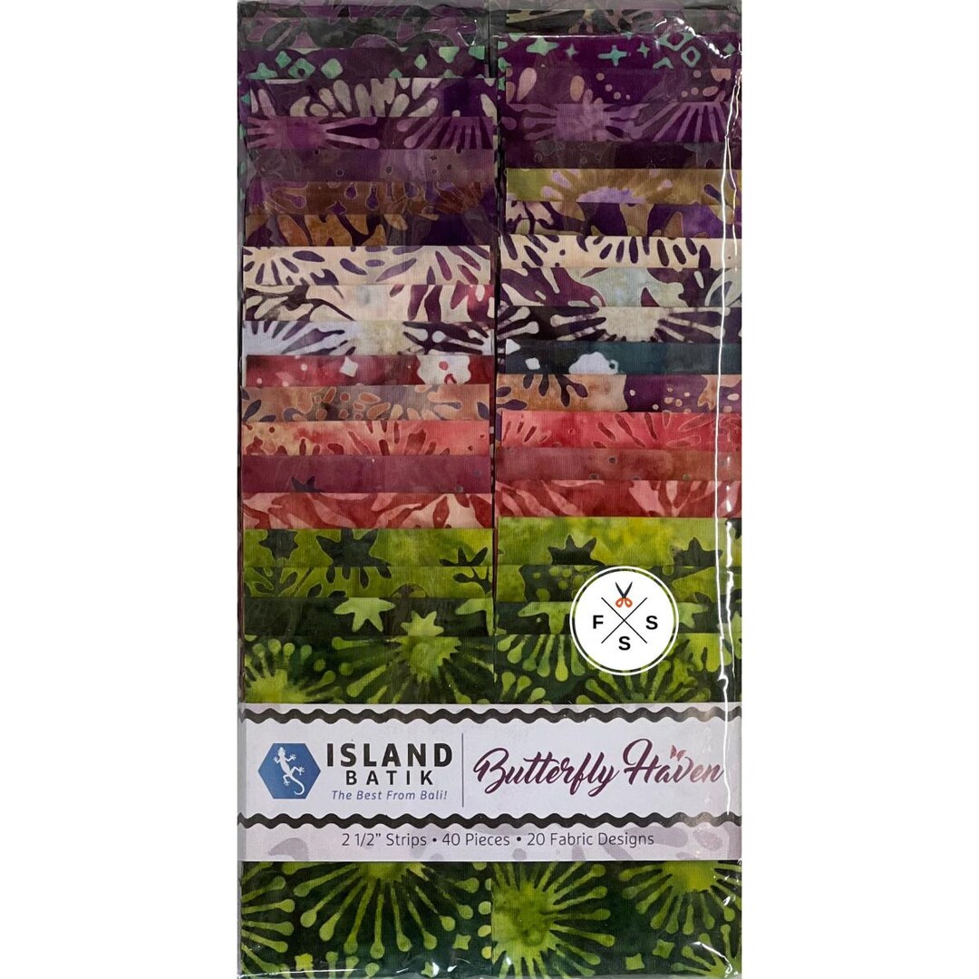 Butterfly Haven Batik Strip Pack by Jerry Kiev 40 Strips Jelly Roll ...