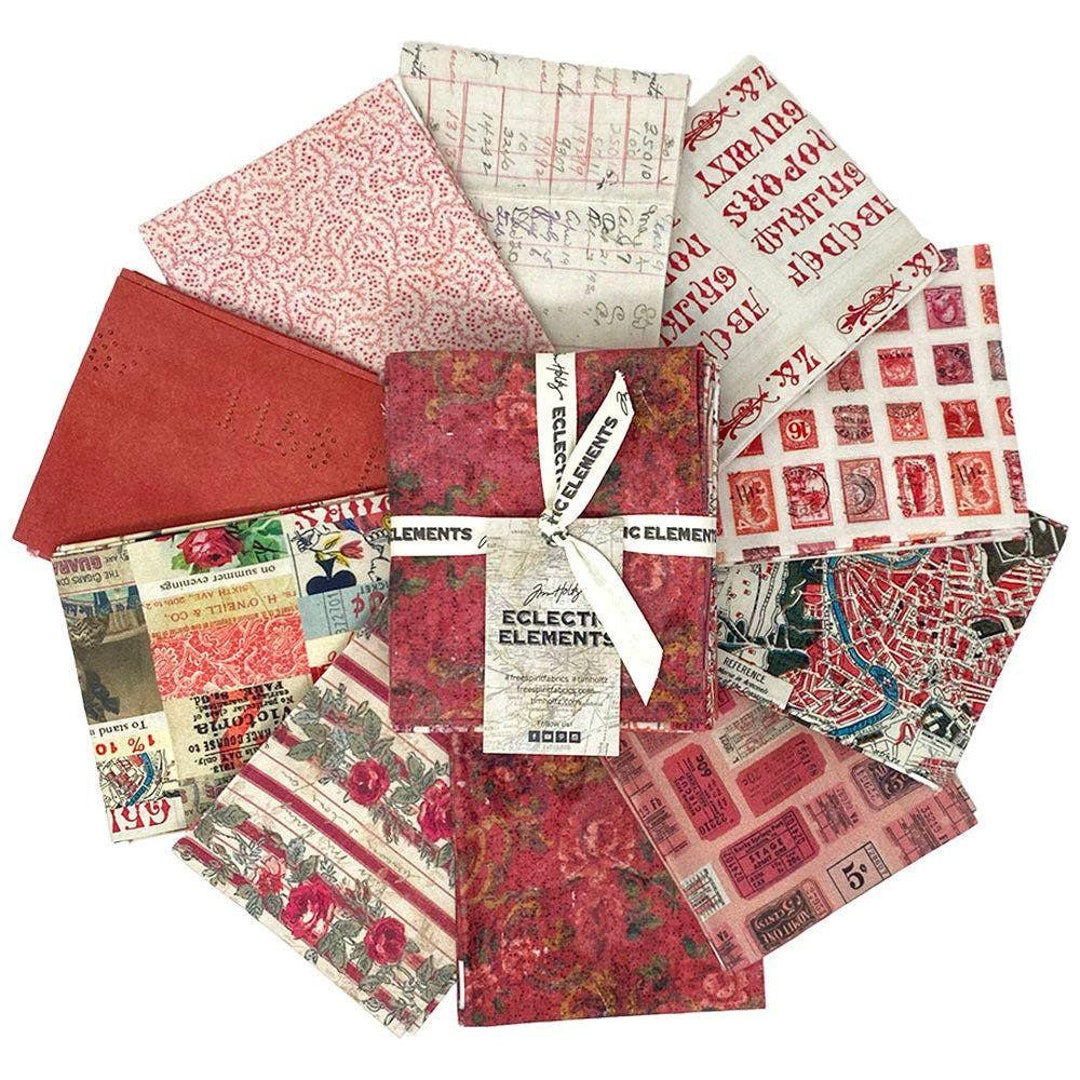 Tim Holtz Palette Red Fat Quarter Bundle, 10pc, Free Spirit Fabric ...