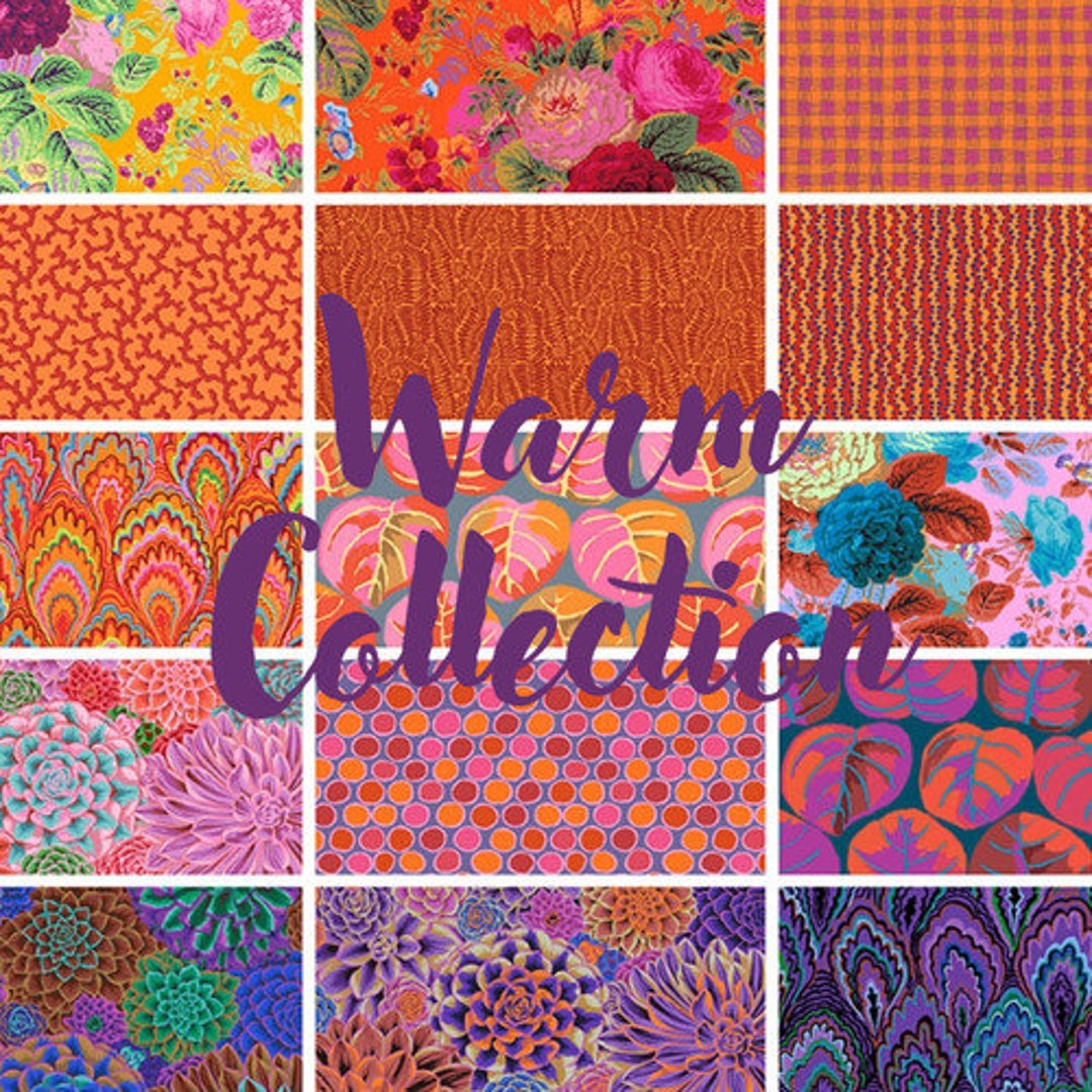 Kaffe Fassett February 2025 Warm 5" Charm Pack, Free Spirit Fabric ...