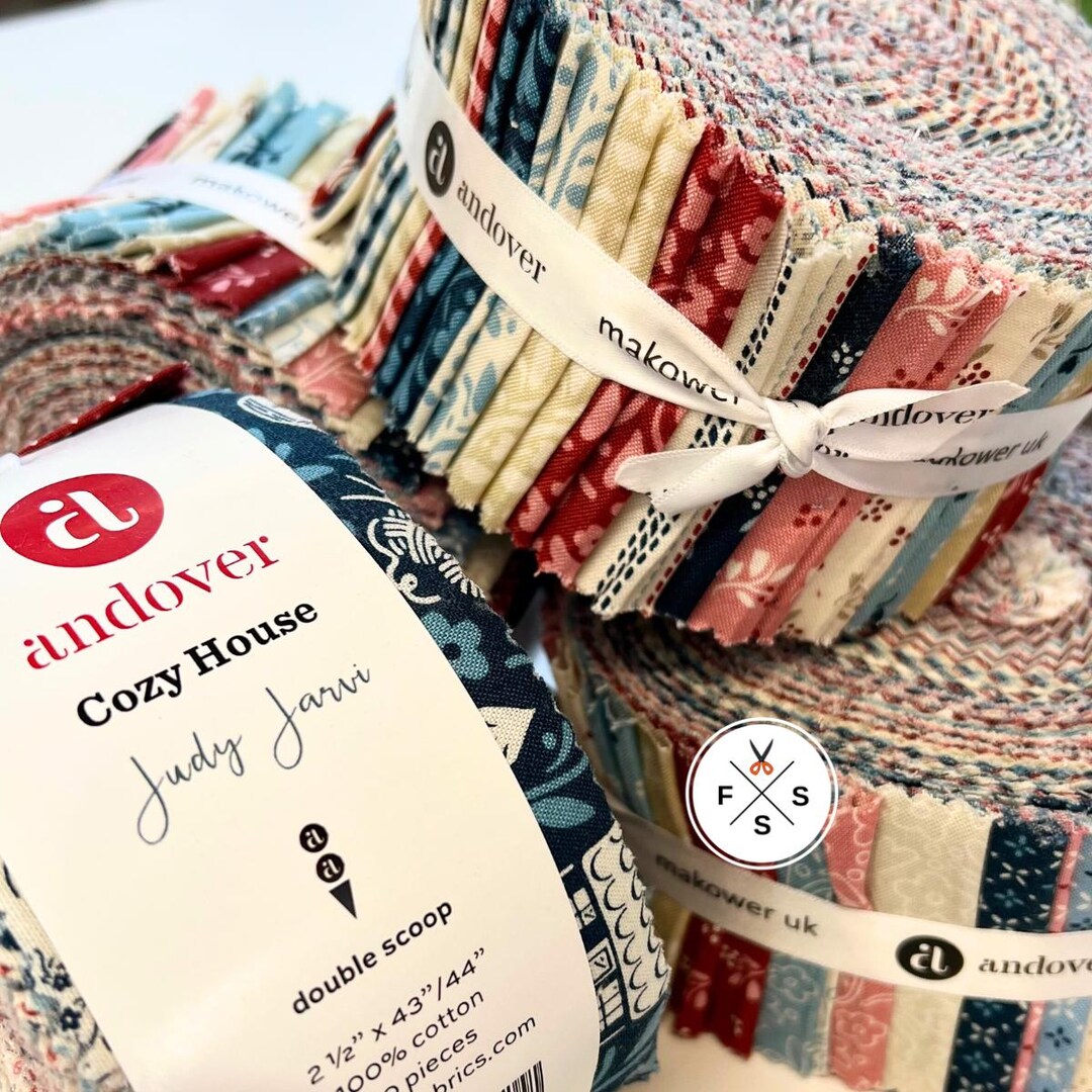 Cozy House Jelly Roll Fabric Strips by Judi Javi for Andover Fabrics ...