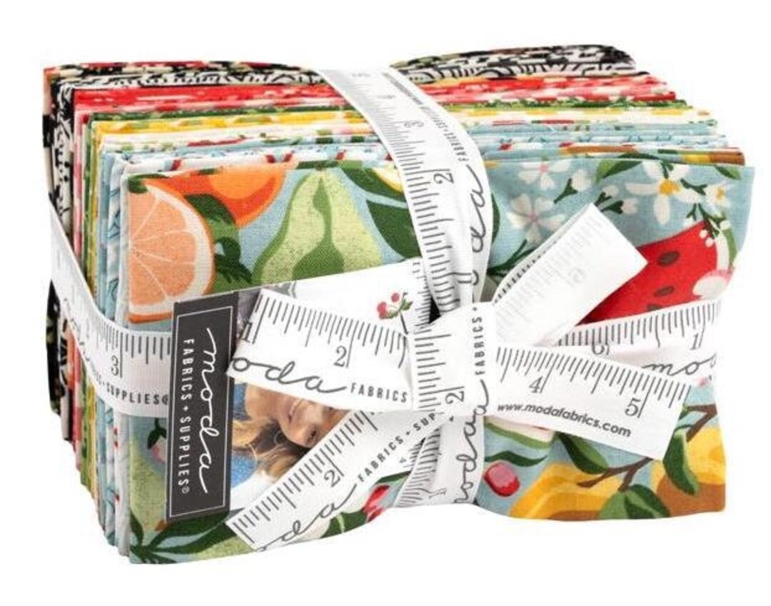 Moda Fruit Loop Fabric Fat Eighth Bundle, 30pc, Basicgrey Fabric, Fruits Floral Watermelon ...