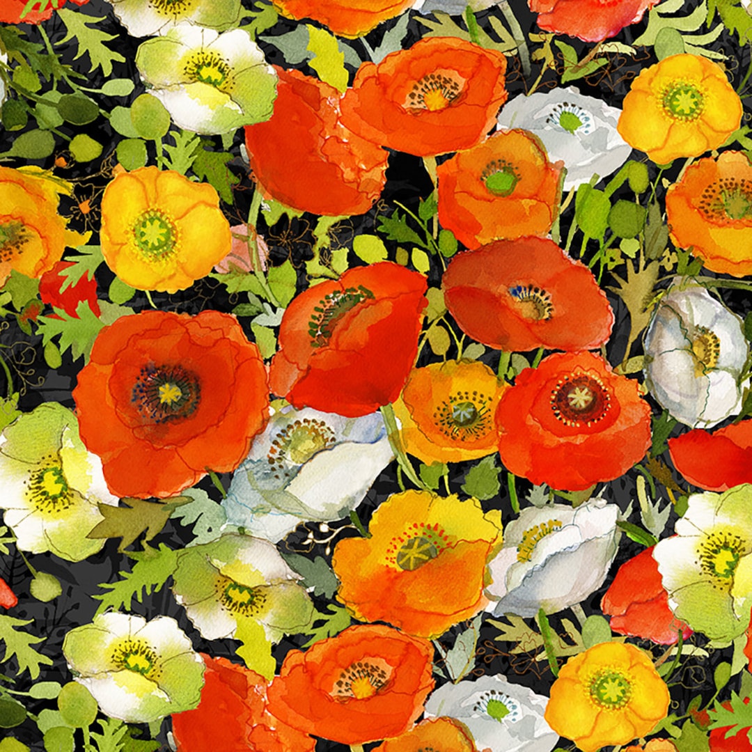Sue Zipkin Poppy Dreams Digital Large Poppies Y3986-3, Clothworks ...