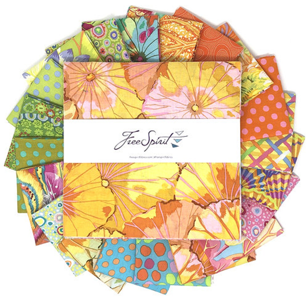 Kaffe Fassett Parakeet 10 Layer Cake, Fabric Squares, 42pc, Free Spirit ...