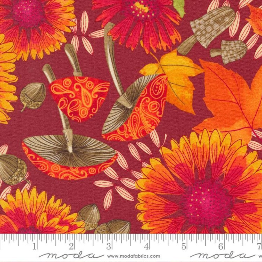 Moda Forest Frolic, 48740-16 Cinnamon, Robin Pickens Fabric, Mushroom ...