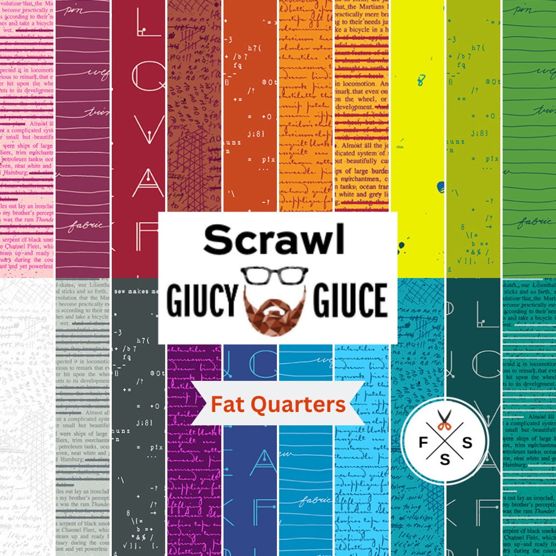Giucy Giuce SCRAWL Fat Quarters Fabric for Andover Fabrics, 20 Prints ...