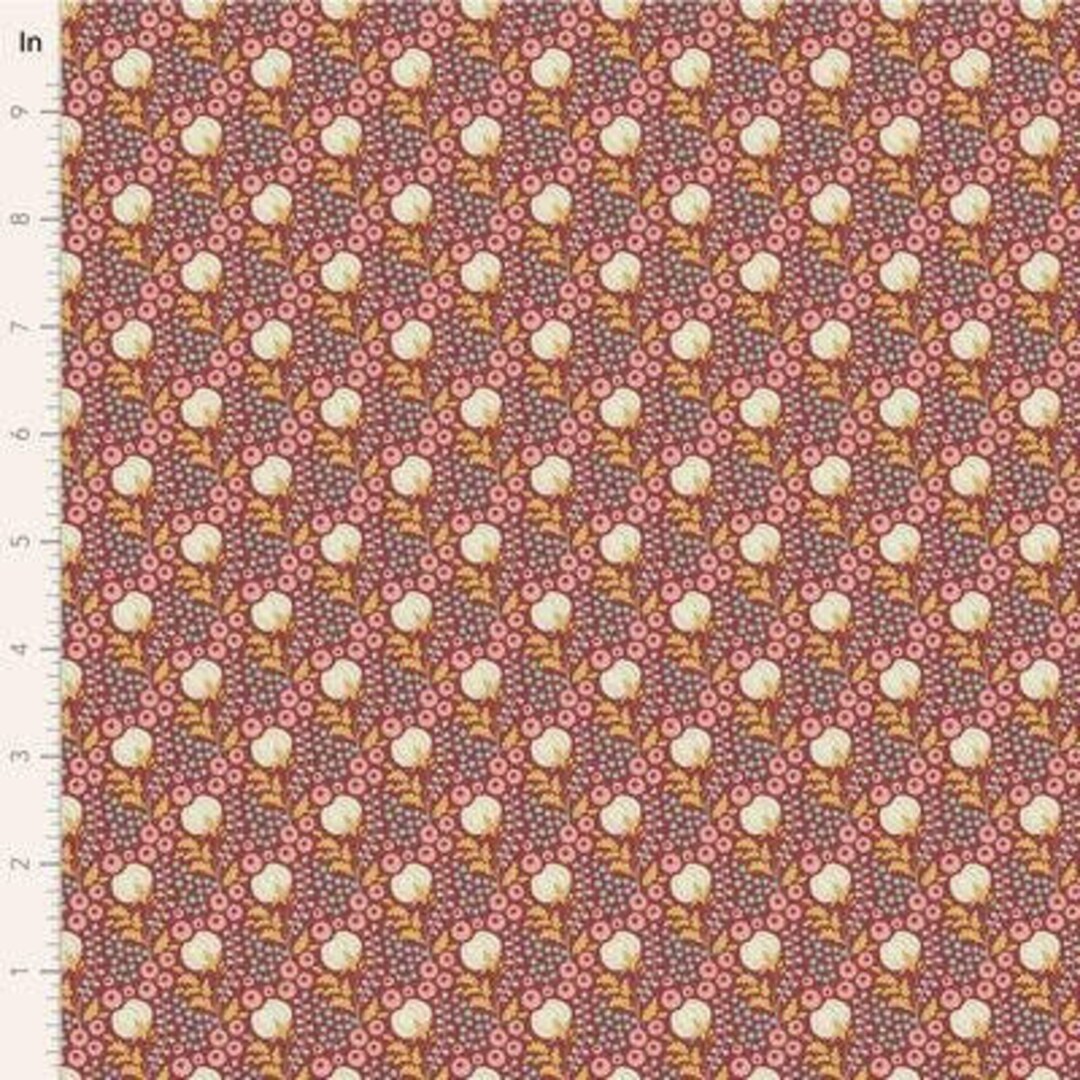 Tilda Sanctuary Cottonfield TIL100564 Maroon, Tone Finnanger Fabric ...