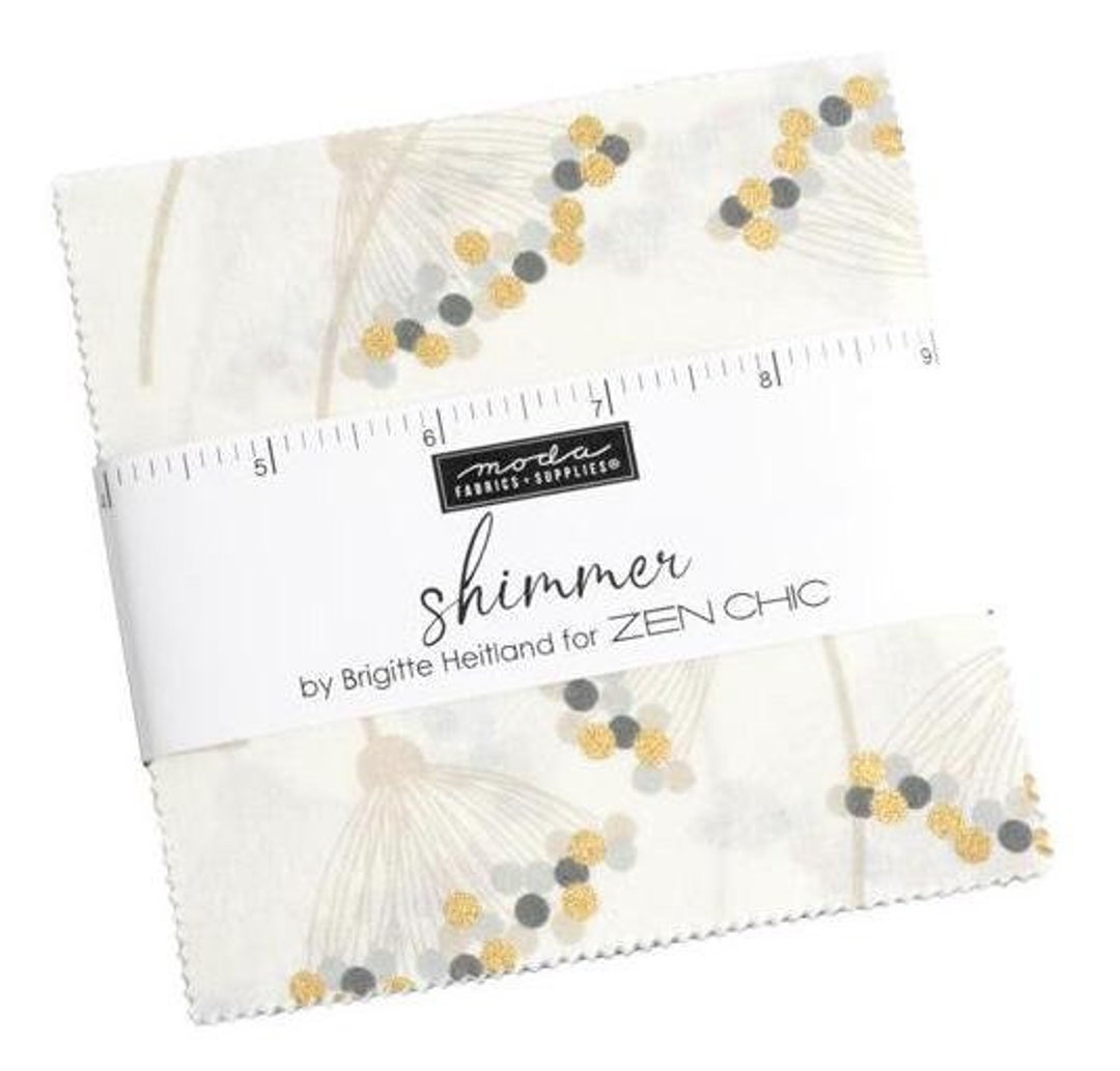 Moda Shimmer Fabric Charm Pack 5 Squares, Zen Chic, Floral, Quilting ...