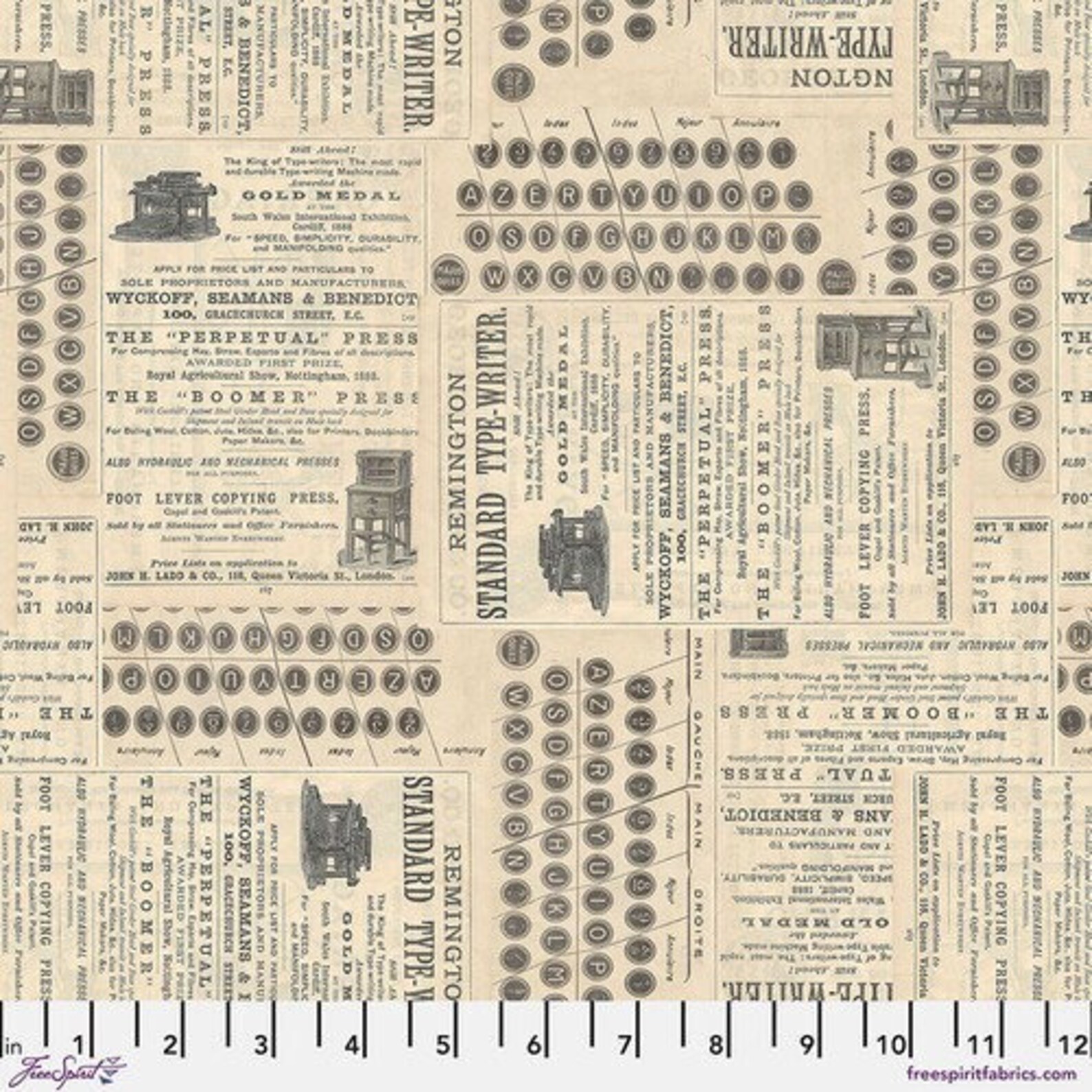 Tim Holtz Palette Typewriter PWTH254 Neutral, Free Spirit Fabric ...