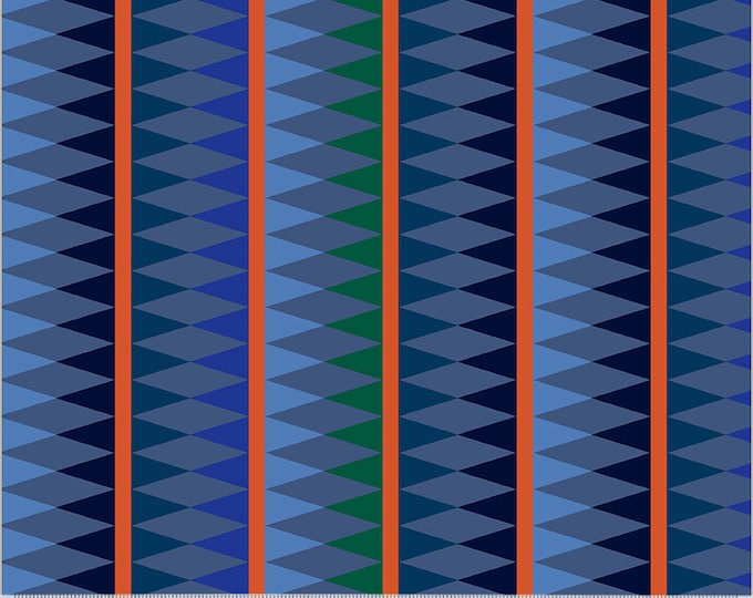 Kaleidoscope Blue Floral Fabric Kaleidoscope Retro Floral L by ...