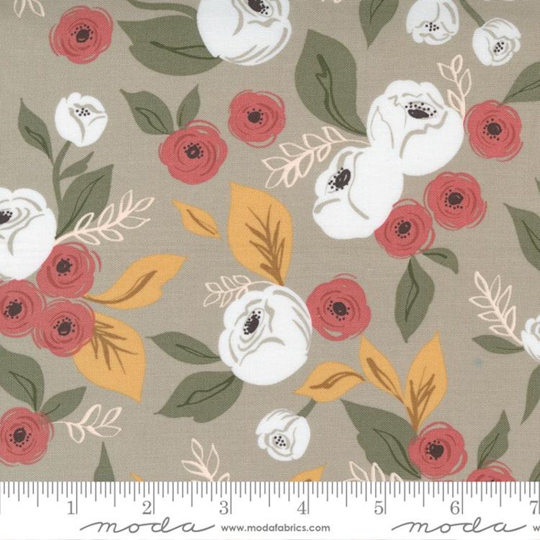 Moda Flower Pot, 5160-14 Taupe, Lella Boutique Fabric, Floral Flowers ...