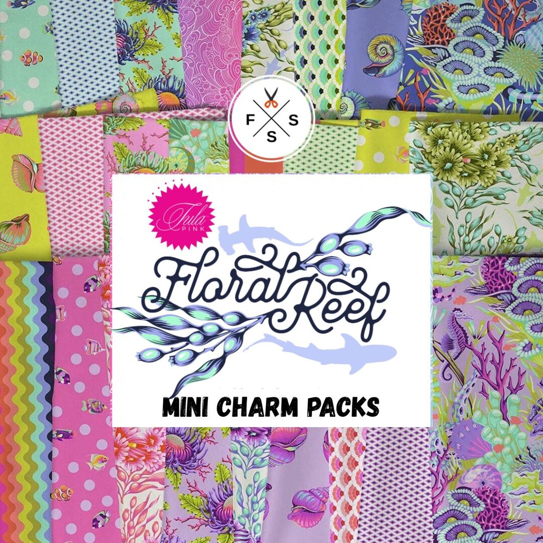 PRE-ORDER Tula Pink Floral Reef 2.5" Mini Charm Pack, 42pcs Cut/bundled ...