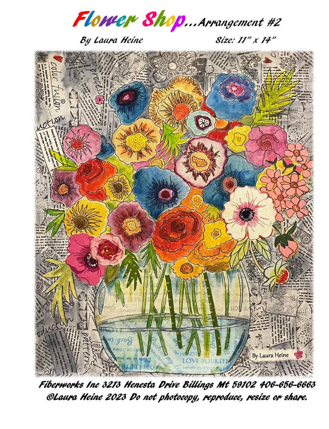 Flower Shop Arrangement #2 Collage Pattern by Laura Heine, HFW FS2 - Etsy