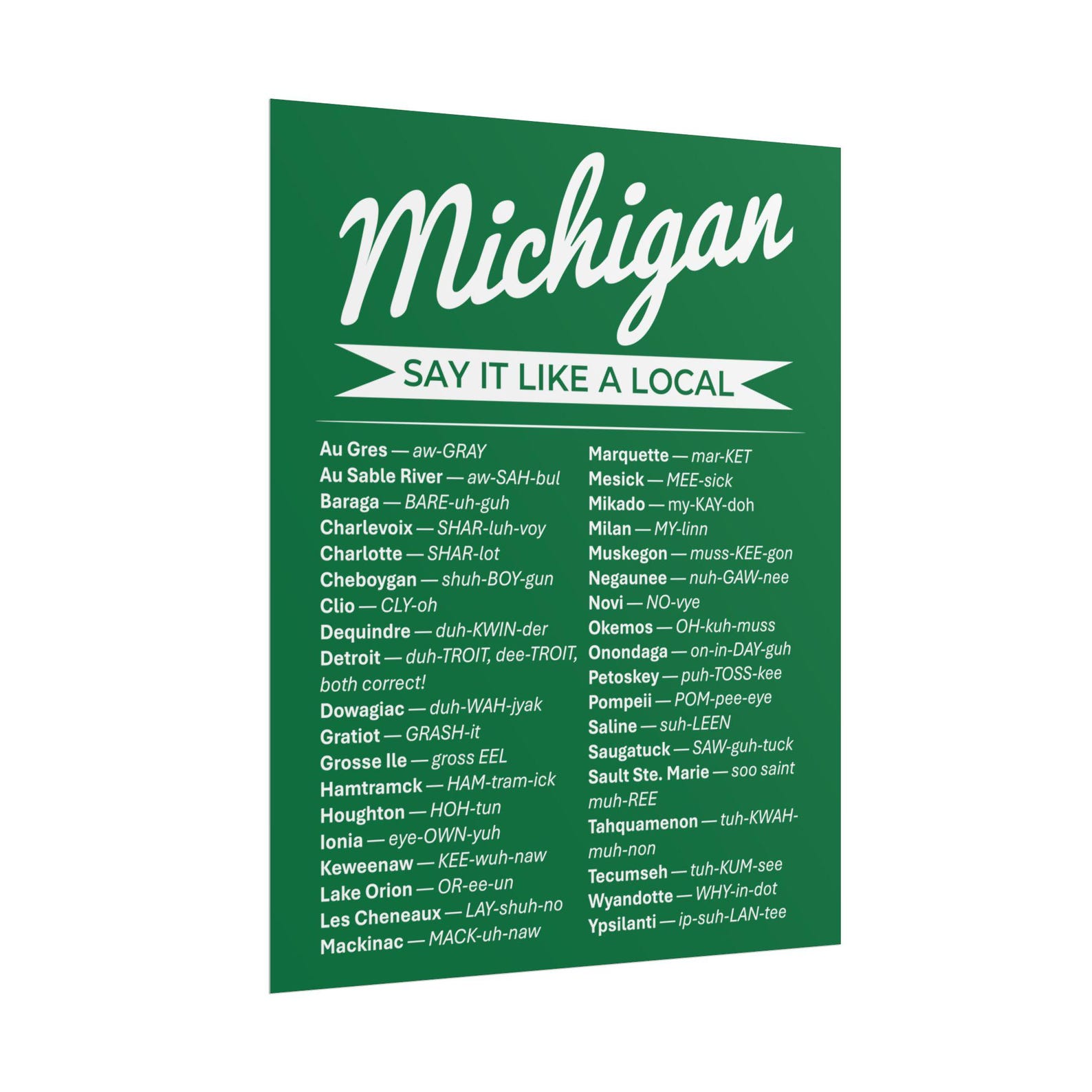 Michigan Pronunciation Guide Art Print | Michigan Gift - Etsy