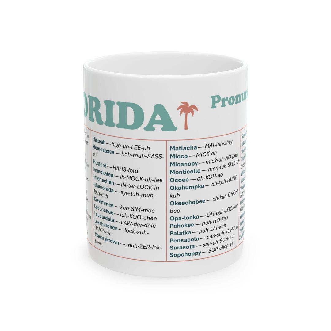 Florida Place Names Pronunciation Guide Mug | Funny Gift - Etsy