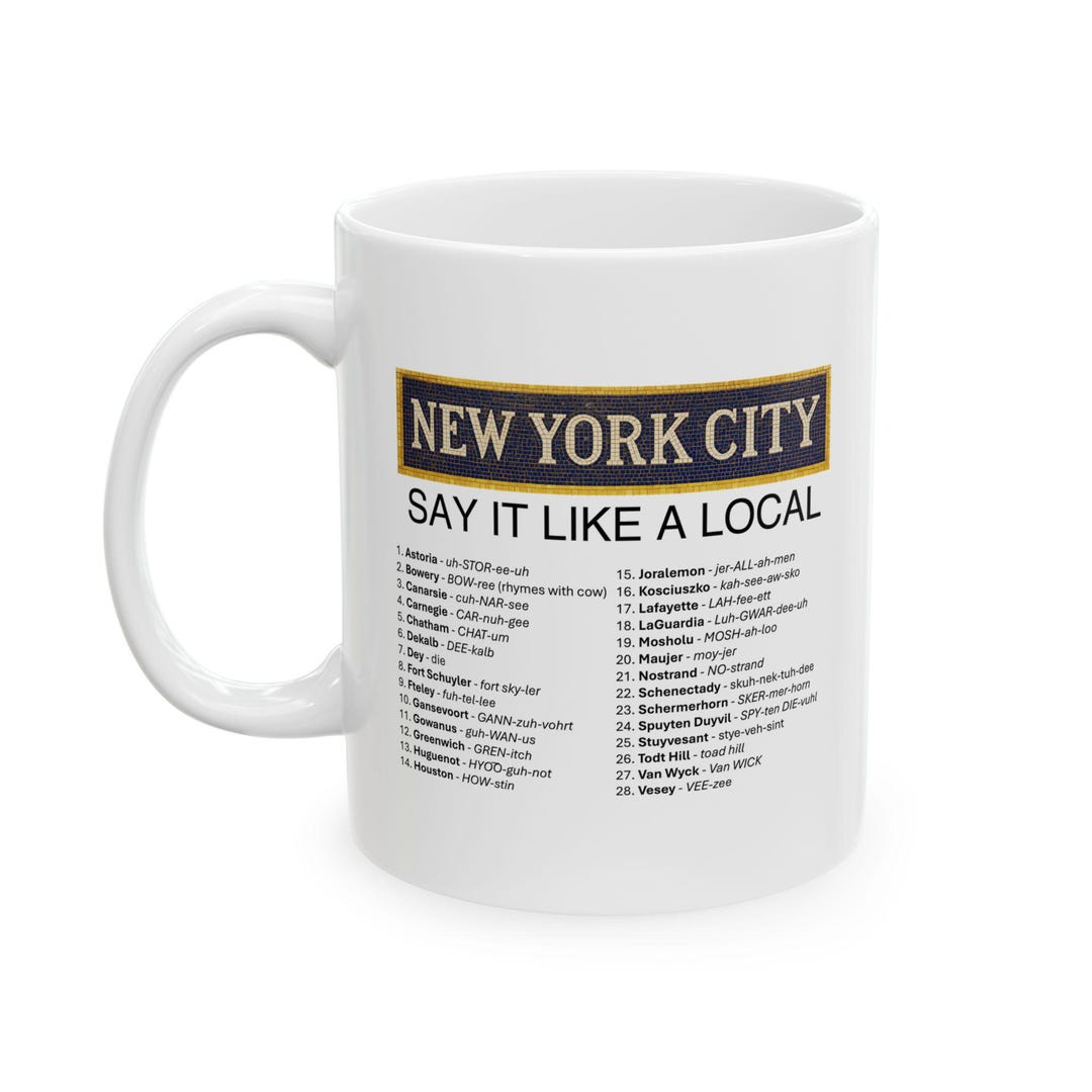 NYC Subway Tile Mug, New York City Slang & Neighborhood Coffee Cup - Etsy