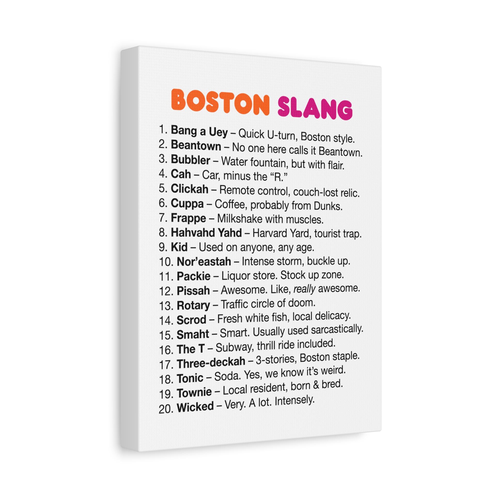 Boston Slang Canvas Print: Funny Boston Accent Decor, New England Gift ...