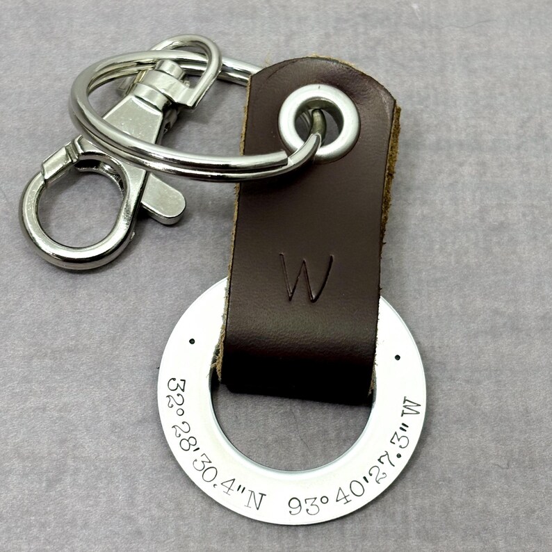 Personalized Men's Leather and Stainless Steel Keychain, Custom ...