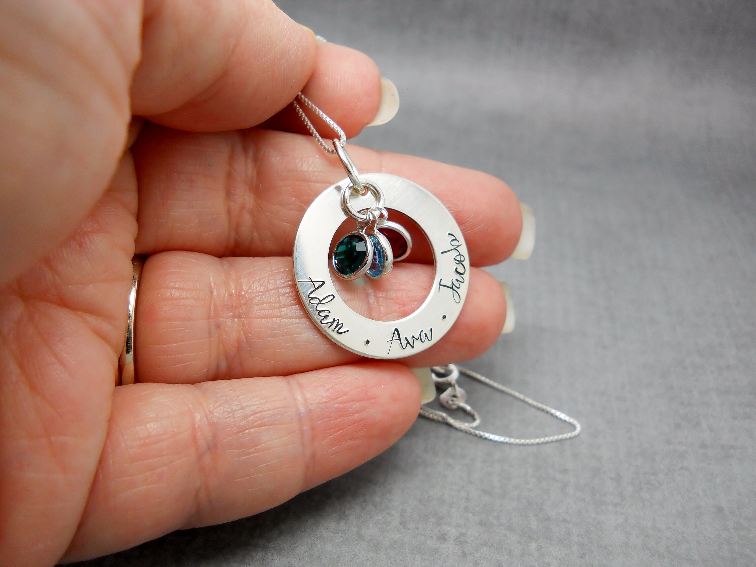 Personalized Washer Names Necklace Sterling Silver Mothers Etsy personalized-washer-names-necklace-sterling-silver-mothers-etsy